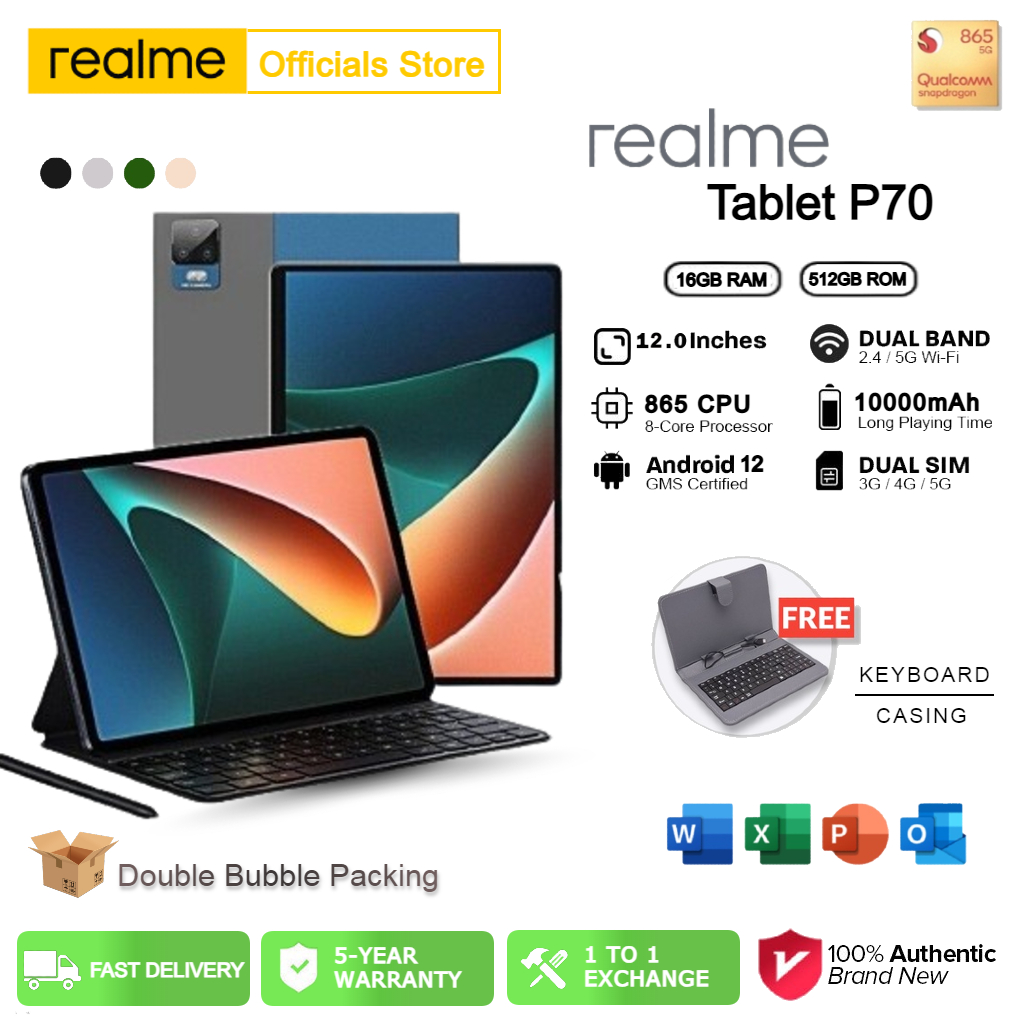 Realme Pad P70 Tablet 2025 | 16GB RAM 512GB ROM | Snapdragon 865 | 4G ...