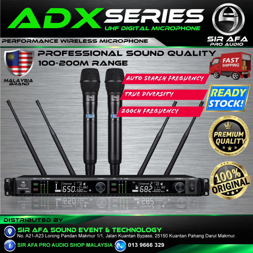 SIR AFA ADX SERIES PROFESSIONAL PERFORMANCE WIRELESS MICROPHONE UHF ...