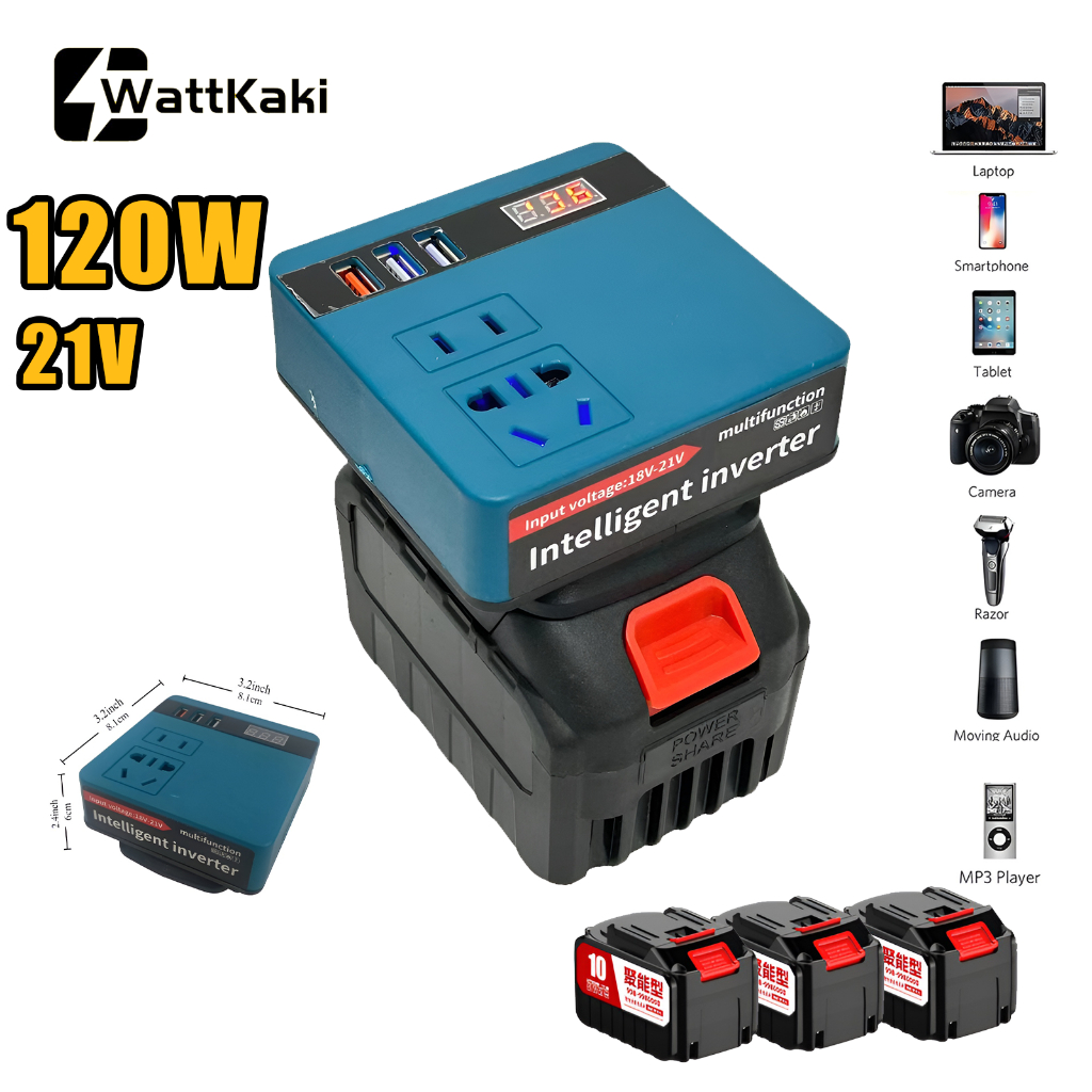 【COD】120W Portable Power Inverters for 20V Battery Inverter 20v to 220v ...