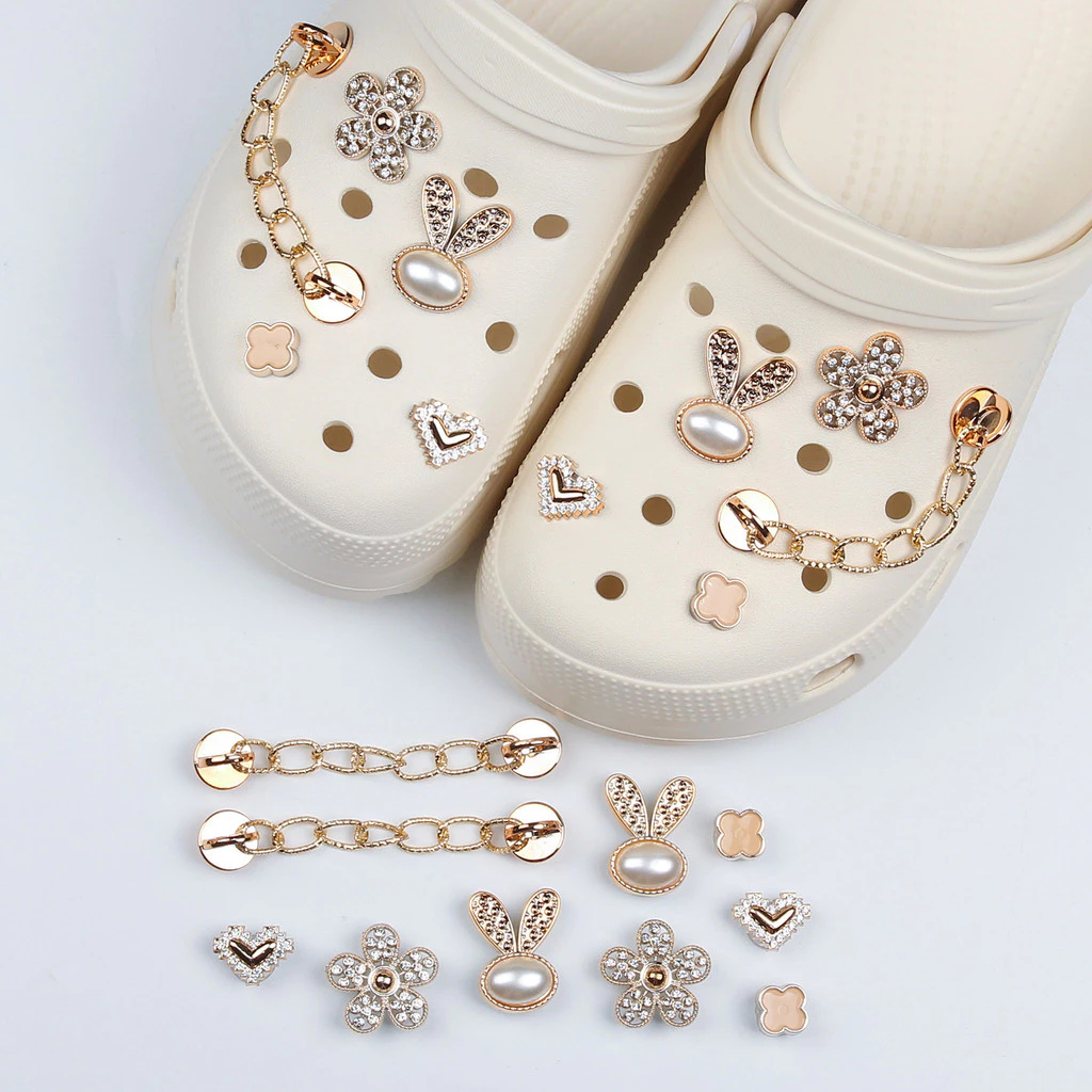 Jibbitz Croc Set Golden Rabbit Ears ornaments Cave Shoe Buckle DIY ...