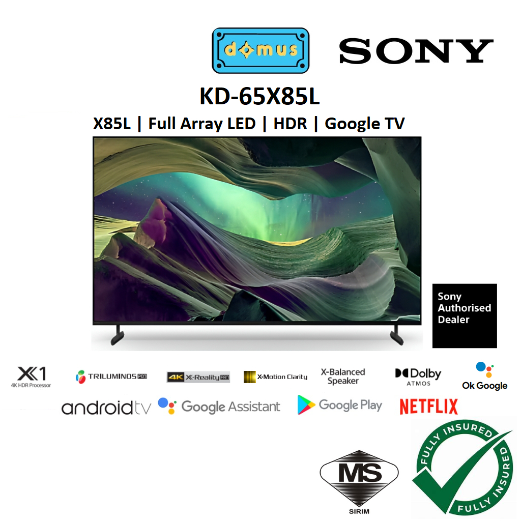 Sony 65 Inch 4K Smart TV Full Array LED 120HZ Panel 4K HDR Processor X1 65" Google TV KD-65X85L ...