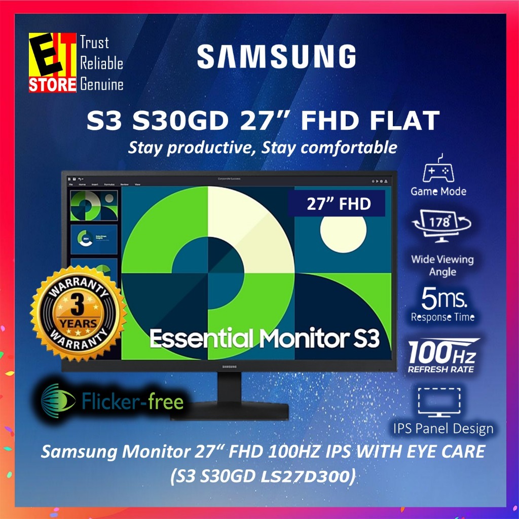 SAMSUNG 27 MONITOR S30GD IPS PANEL ,FULL HD ,100HZ REFRESH RATE ...