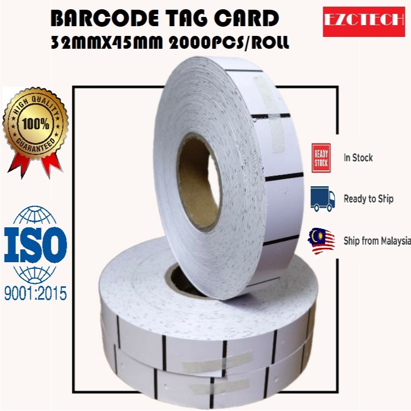 Barcode Tag Tagging Card Tag Label Pakaian Price Card Tag Card 1 rolls ...
