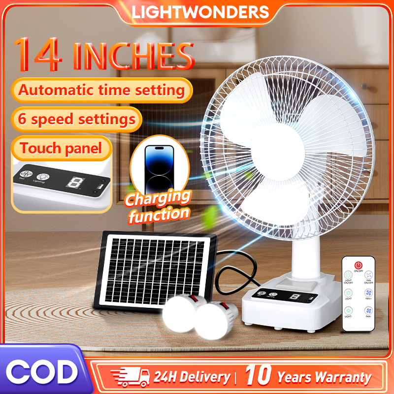 Kipas Solar 18" Fan DC Outdoors Touch Screen Portable Large Wind Table ...