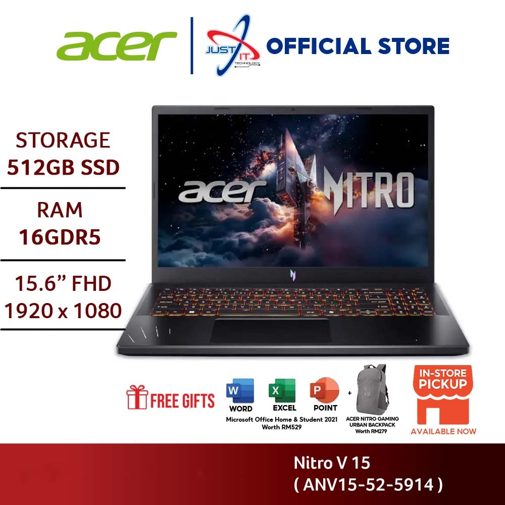 ACER NITRO V 15 ANV15-52-5914 15.6" GAMING LAPTOP ( C5-210H 16GD5 ...