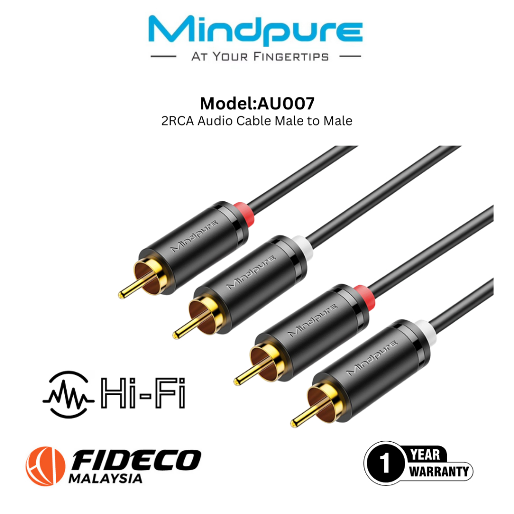 Mindpure RCA Cable 2RCA To 2RCA Audio Cable - Black (1.5M/2M/3M/5M) | Shopee Malaysia