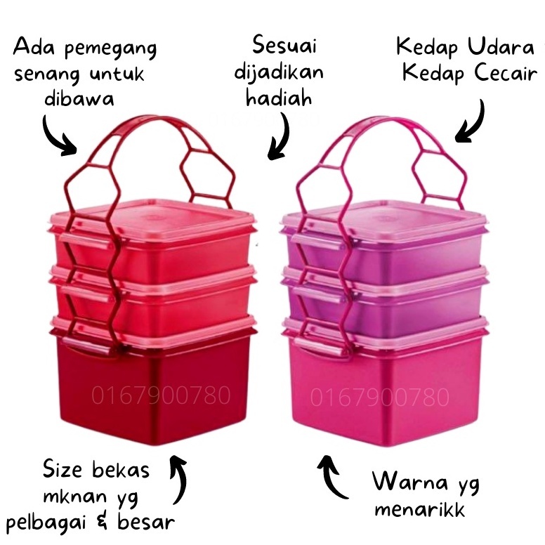 Tupperware Tiffin Delight/ Lunch box 3 tier | Shopee Malaysia