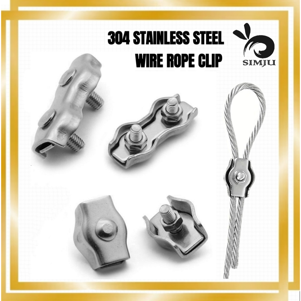 304 Stainless Steel Wire Rope Clip Single & Double Grips Cable Clamp ...