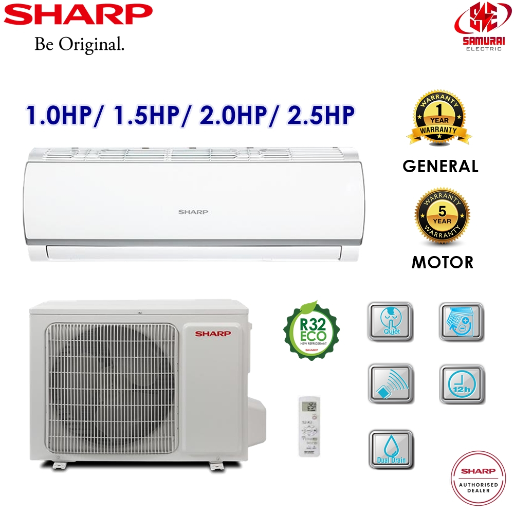 [ Lowest Price ] Sharp R32 Non-Inverter Air Conditioner 1.0HP AHA9WCD2/1.5HP AHA12WCD2/2.0 HP ...