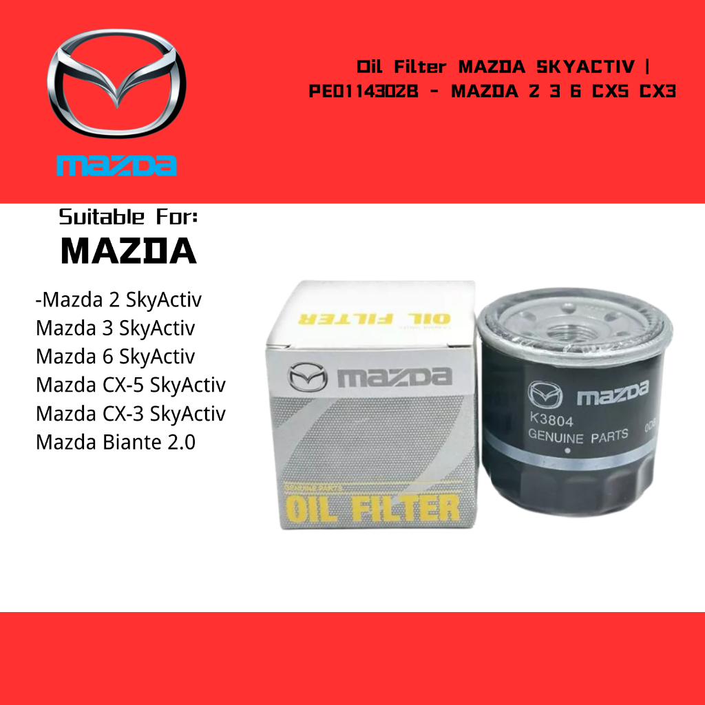 Oil Filter MAZDA SKYACTIV | PE0114302B - MAZDA 2 3 6 CX5 CX3 | Shopee ...