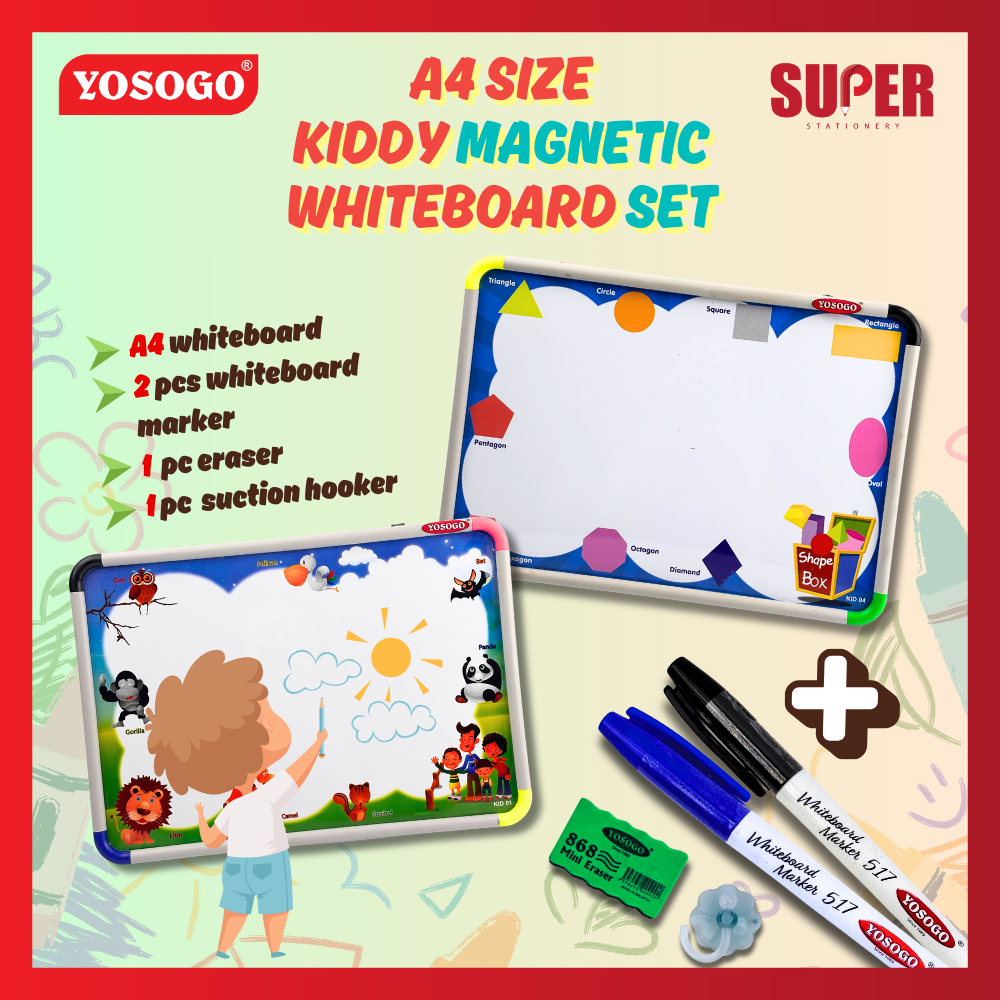 [super stationery]Set Papan Putih Magnetik Kanak-kanak YOSOGO Saiz A4 ...