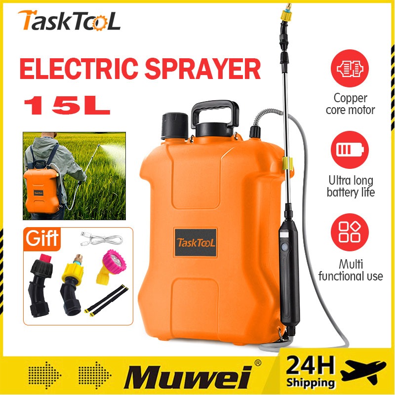 tasktool Portable Knapsack Sprayer Pum Battery Pump 15L Electric ...
