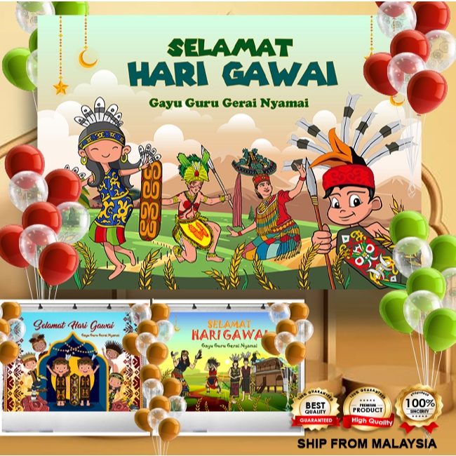 Banner Perayaan / Acara / Hiasan / Pesta / Festival - Selamat Gawai / Gawai / Happy Gawai ...