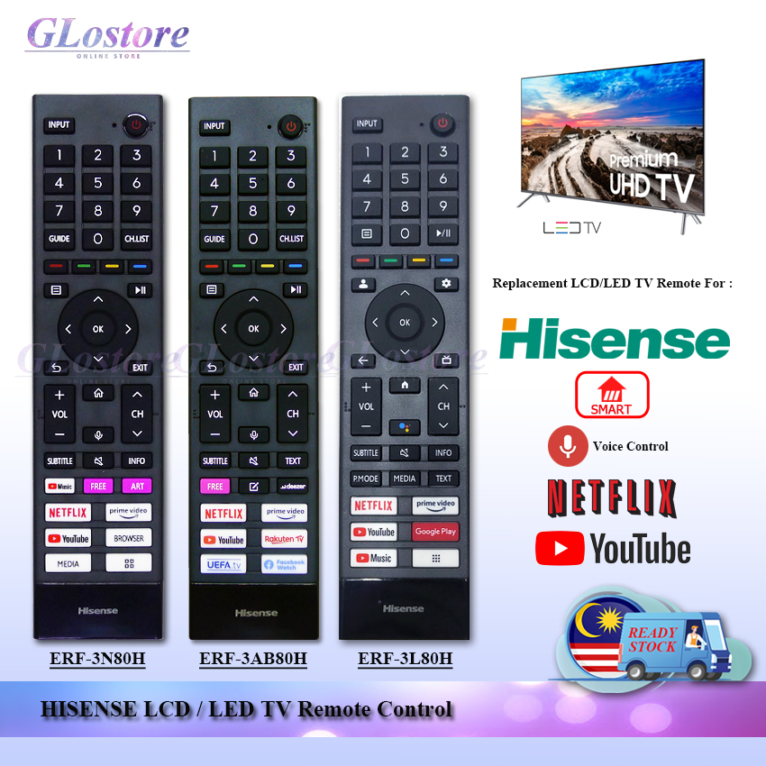 HISENSE SMART LCD LED TV REMOTE CONTROL ERF-3N80H ERF-3B80H ERF-3L80H ...