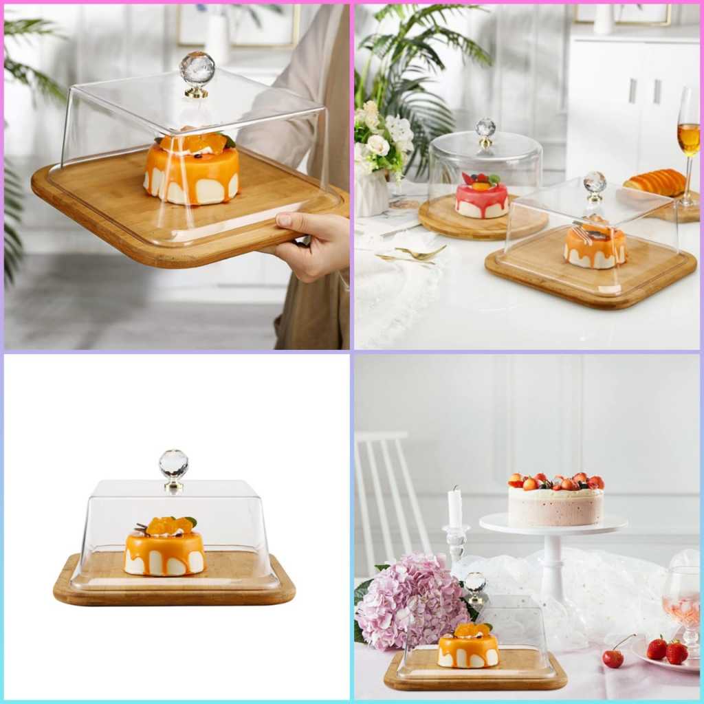 Acrylic Cake Box - Wooden Tray Plate Acrylic Square Dulang Kek Acrylic ...