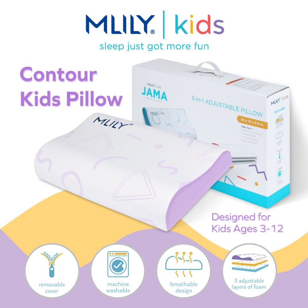 MLILY 3-in-1 JAMA Kids Adjustable Contour Memory Foam Pillow | Shopee ...