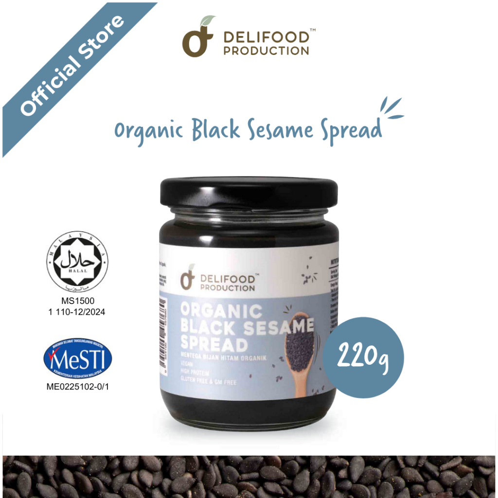 DeliFood Organic Black Sesame Spread 220g (Mentega Bijan Hitam Organik ...