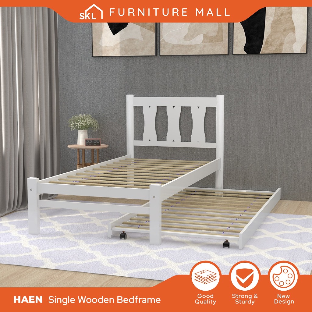 SKL Furniture Haen 100% Solid Wood Wooded Bed /Katil Kayu Pullout Bed ...