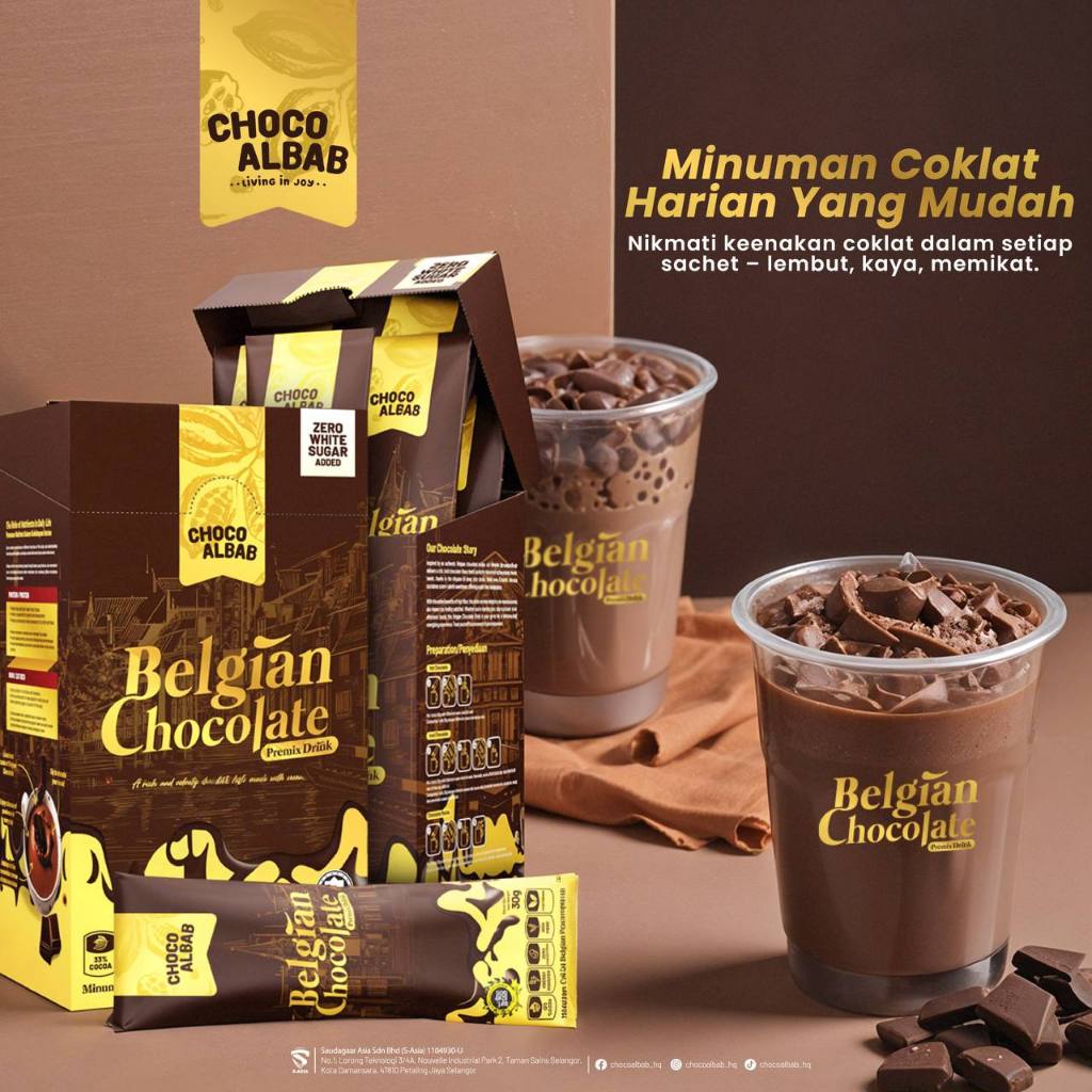 ORIGINAL BELGIAN CHOCOLATE PREMIX DRINK by CHOCO ALBAB [ NEW 7 SACHETS ...