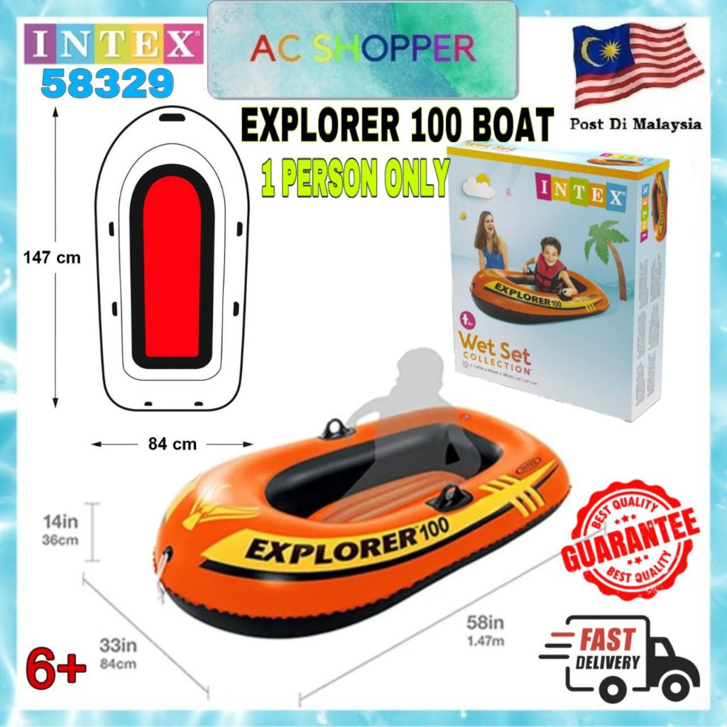 INTEX 58329 EXPLORER 100 Boat Perahu Kapal Boat Explorer Inflatable ...