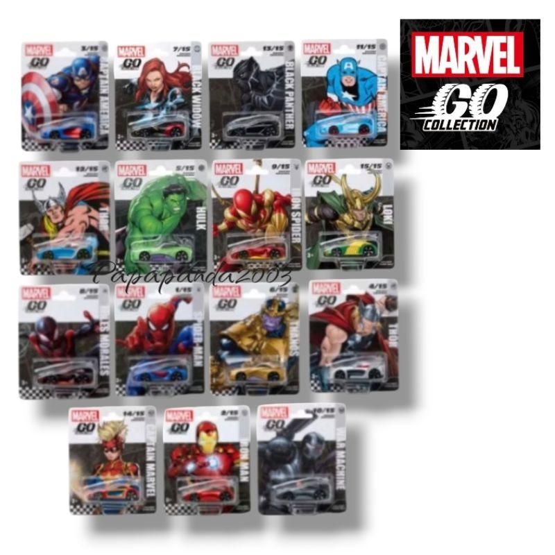 Marvel Go Collection Diecast Car Collection Full Set 15 Cars Iron Man ...