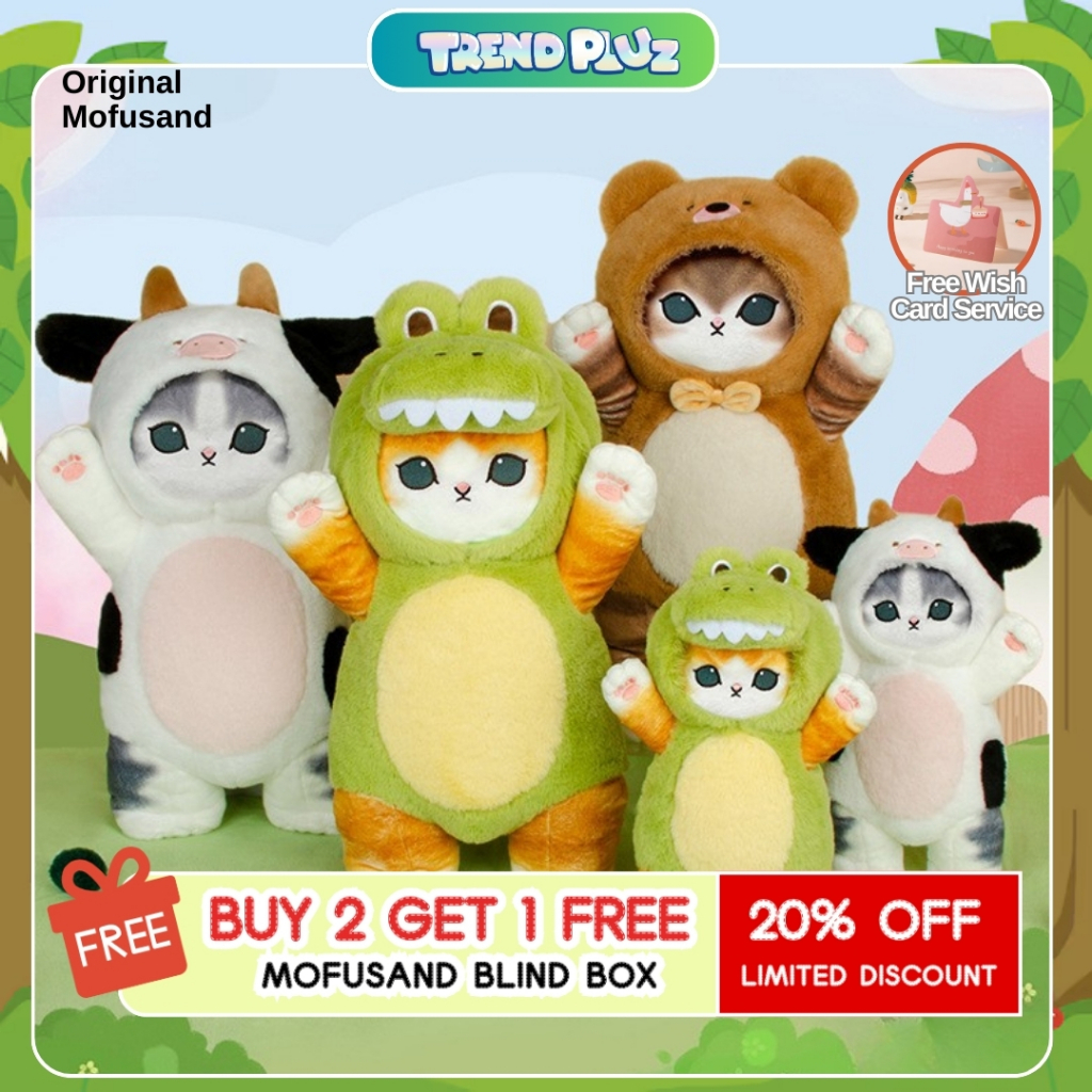 【Ready Stock】Mofusand Plushie Cat Plush Toy 50cm Cosplay Dino Bear Cow ...