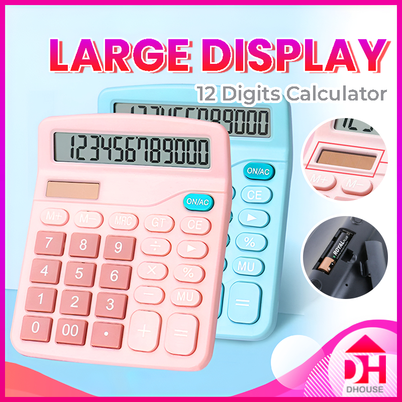 Dual Power Mode Large LCD 12 Digit Display Calculator Electronic Office School Stationery ...