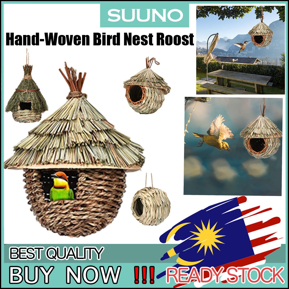 House Hang Birds Nest Roosting Pockets Hand-woven Natural Grass Rope ...