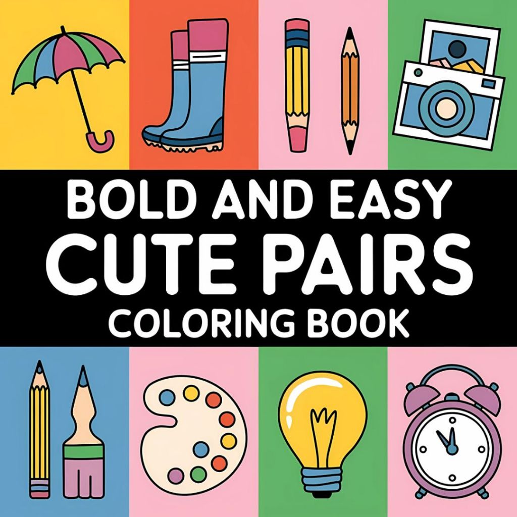 B016 Bold & Easy Cute Pairs Coloring Book Printable PDF Digital ...