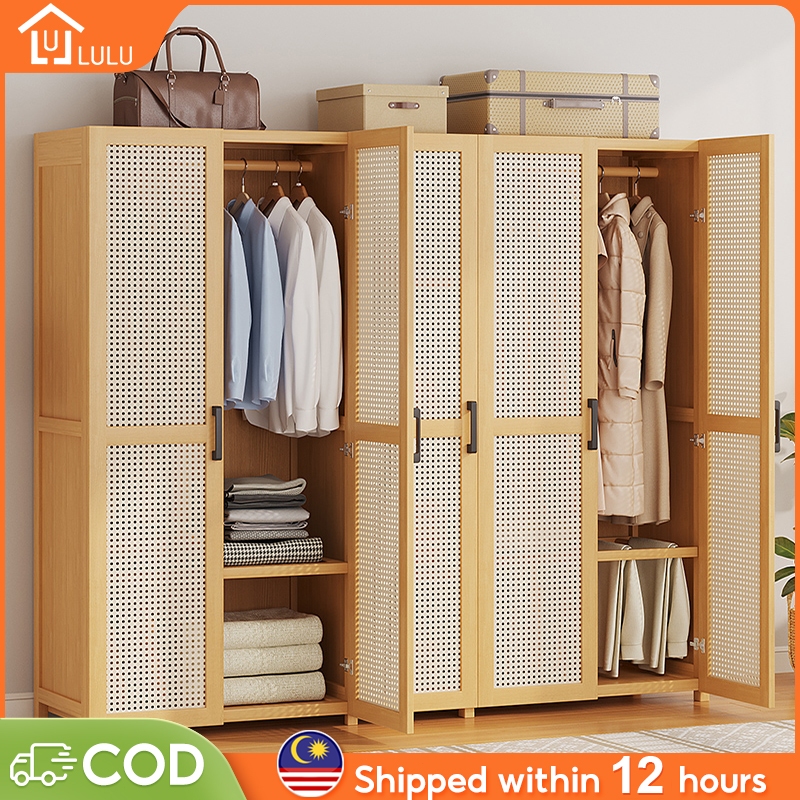 LULU Wardrobe Clothes Almari baju 3/4/5 Door Clothes Storage Cabinet ...