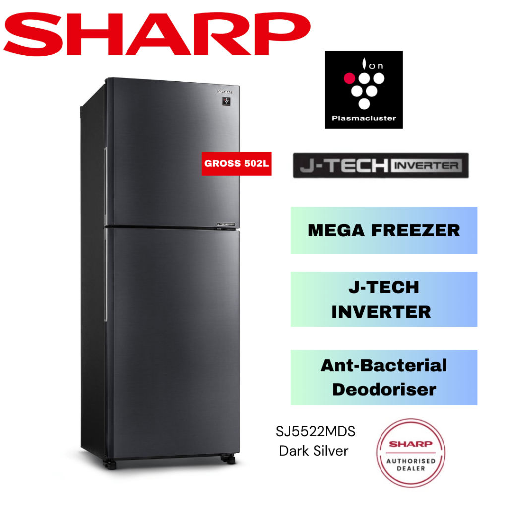 Sharp 5 Star Inverter 2 Door Refrigerator Fridge Peti Sejuk SJ5522MDS ...