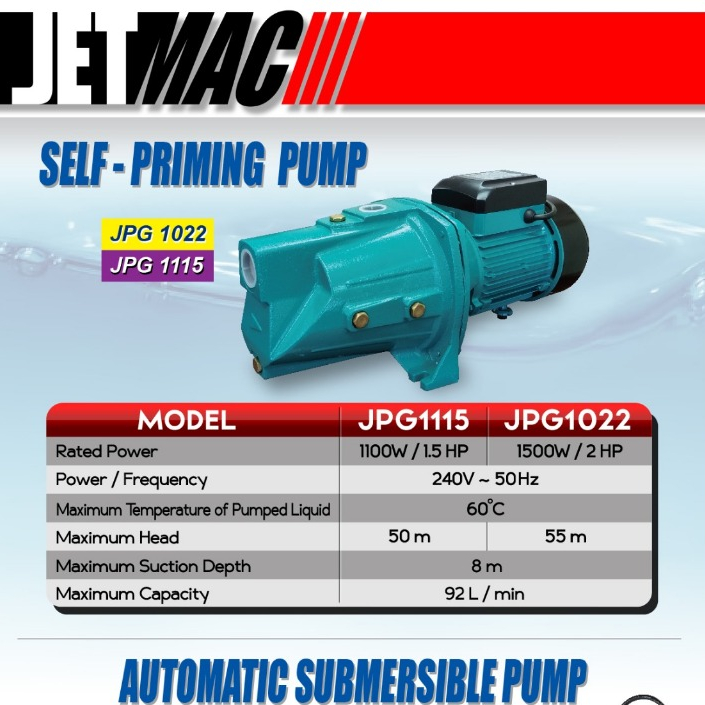 Jetmac Self Priming Water Pump(Jpg1115/Jpg1022) | Shopee Malaysia