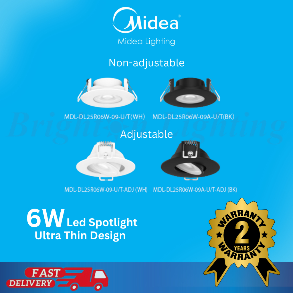 Midea Lighting 6W Ultra Thin Spotlight (Adjustable or Non-Adjustable ...