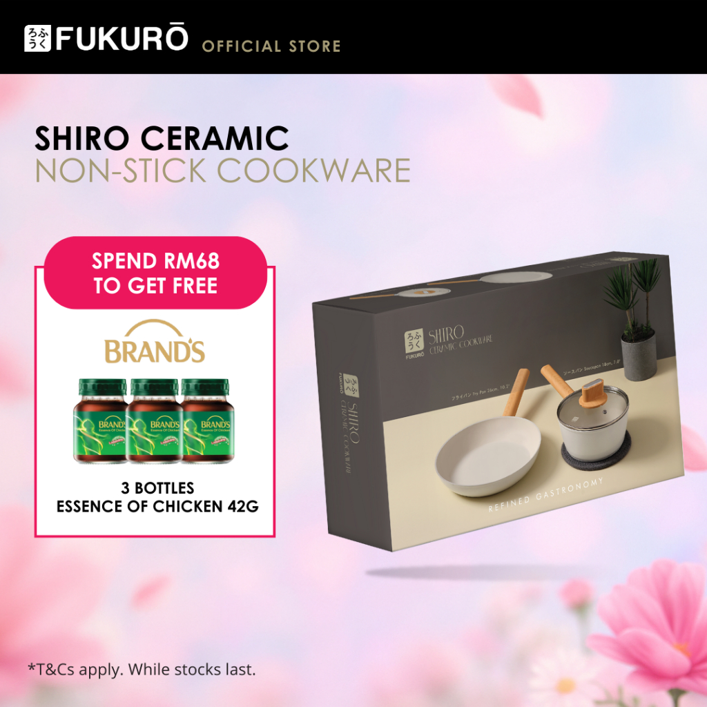 Fukuro Shiro Ceramic Non-Stick Cookware Set - Fry Pan (26cm) + Saucepan ...