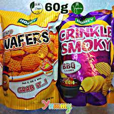 Vegetarian Potato Snack Hom liter Homey Potato Wafers Crinkle Smoky ...