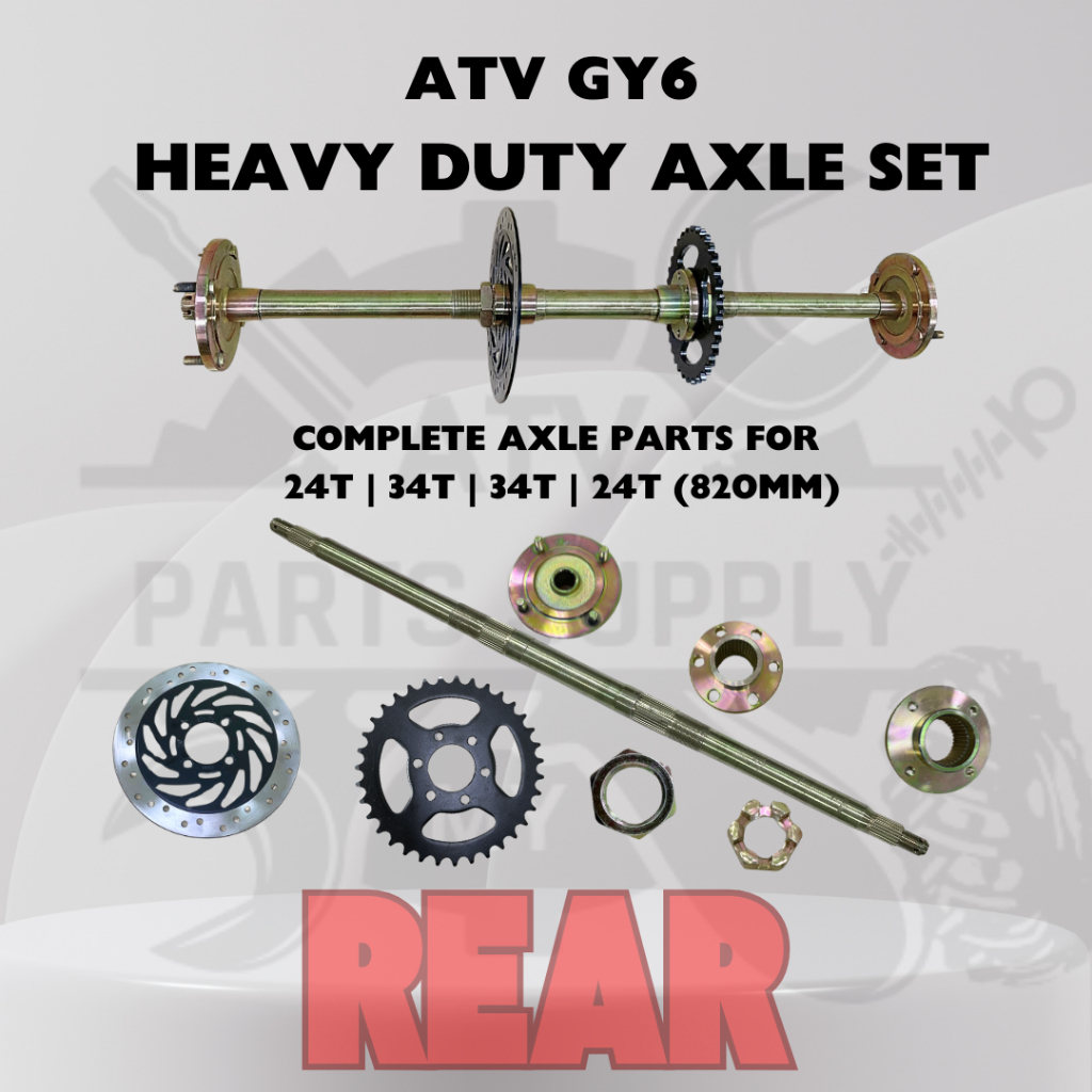 Ready stock ATV GY6 HeavyDuty Rear Axle Set (RearAxle820MM/34T,Rear ...
