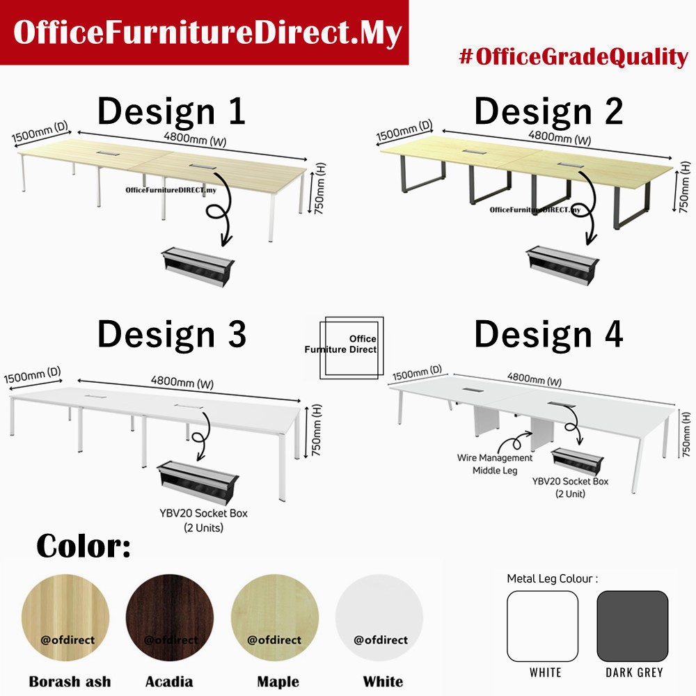 480x150cm 16 Feet Rectangular Meeting Table SVB SQVB UTVB ASVB 48 (16 ...