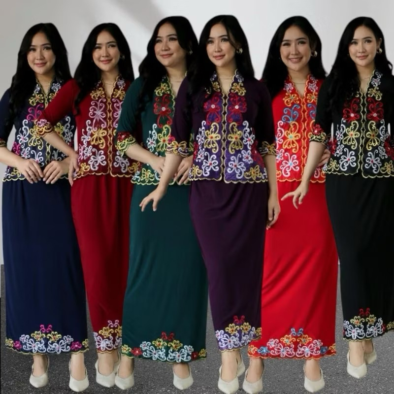 KEBAYA SKIRT MOTIF BORNEO ULU BERGETAH SCUBA | Shopee Malaysia