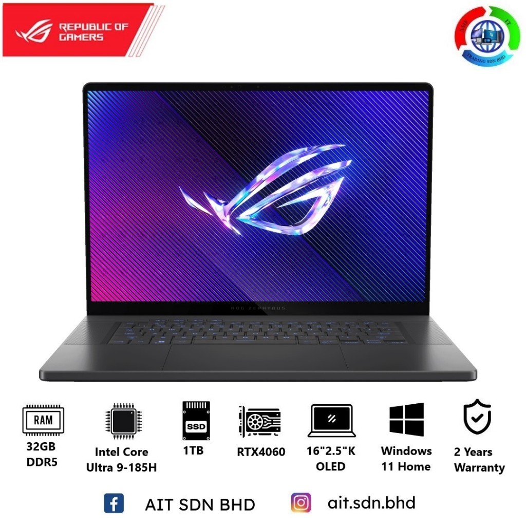 Asus ROG Zephyrus G16 GU605M-VQR109WO 16"2.5"K OLED 240Hz Gaming Laptop ...