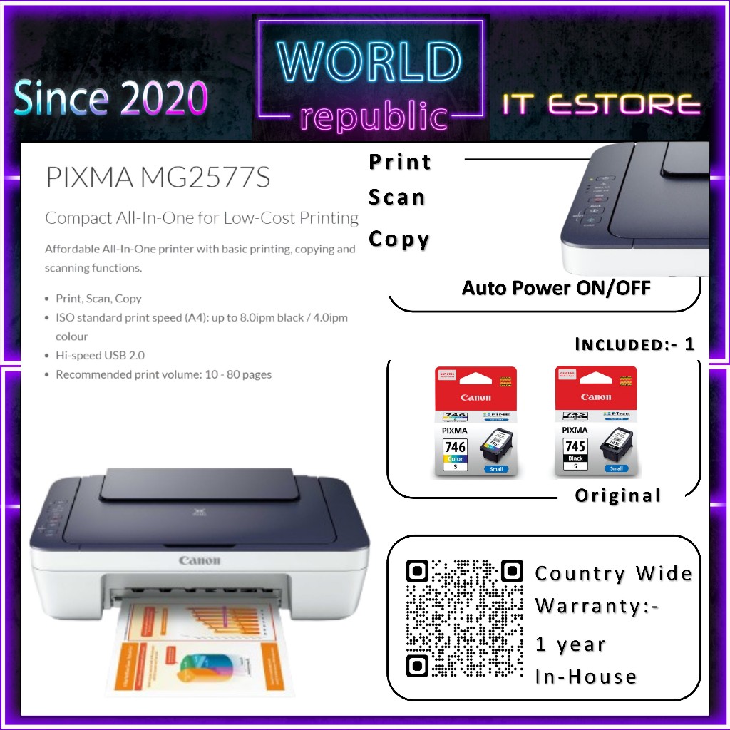 Canon Printer Pixma MG2577s Printer ( Print Scan Copy USB ) - 3 in 1 ...