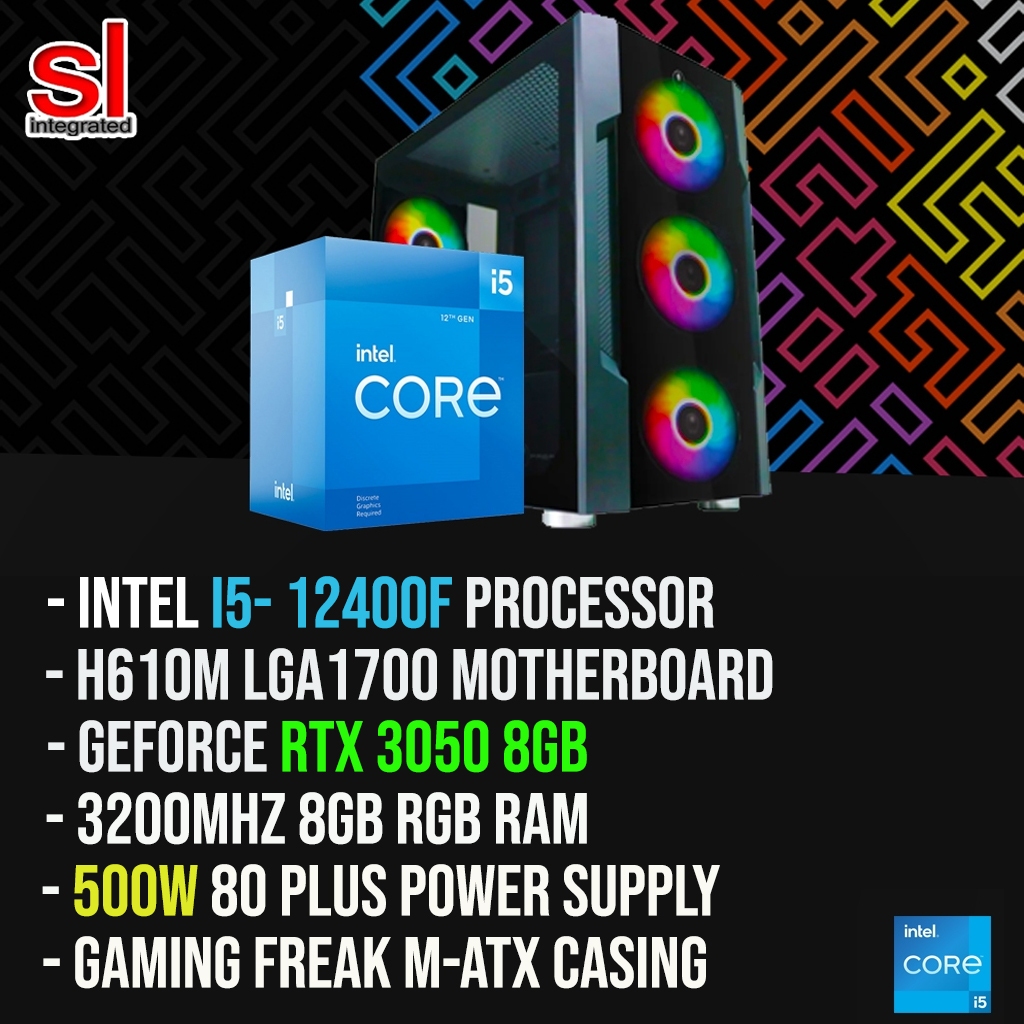 Gaming PC Package I5-12400F (RTX 3050 8GB / 8GB DDR4/480GB SSD ...