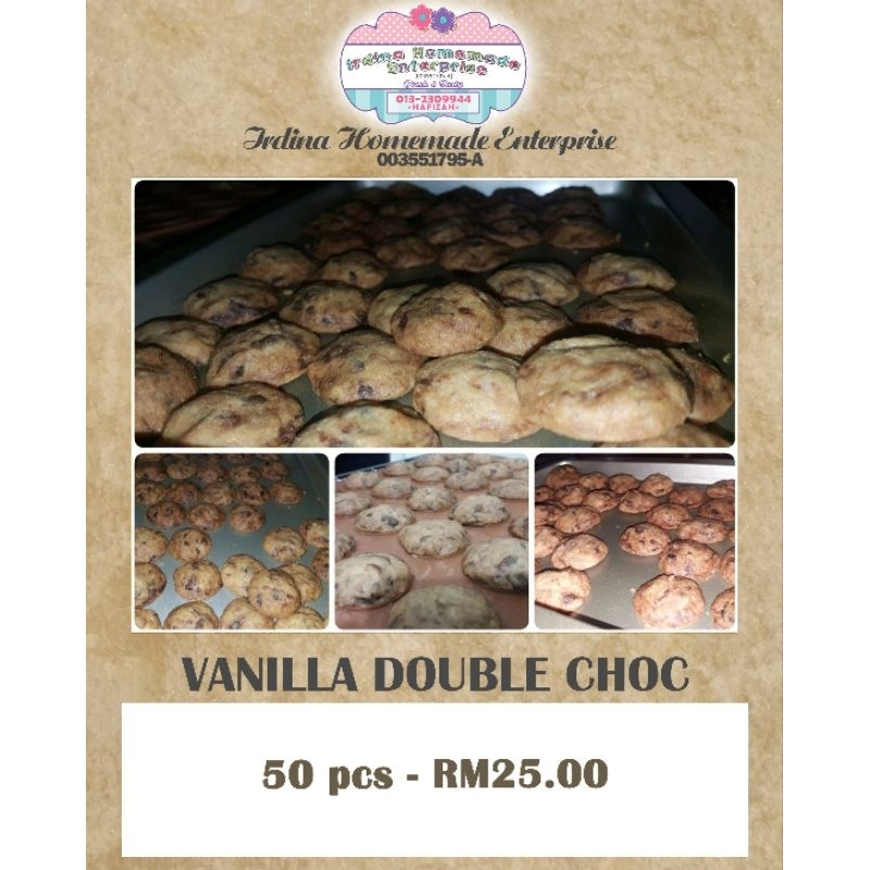 (Homemade) Kuih Raya Biskut Coklat Chips/Vanilla double choc sedap ...