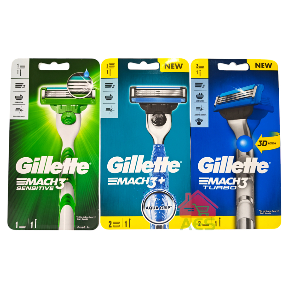 Gillette Mach 3/Mach 3+/Mach 3 Turbo 3D Razor (Handle + Cartridges ...