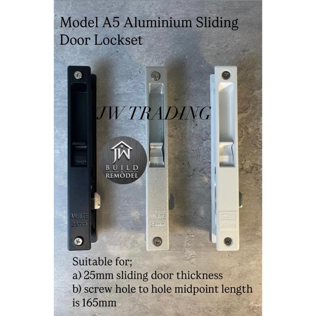 A5 25mm (Tanpa Kunci) Set Kunci Pintu Gelongsor Aluminium (Hitam ...