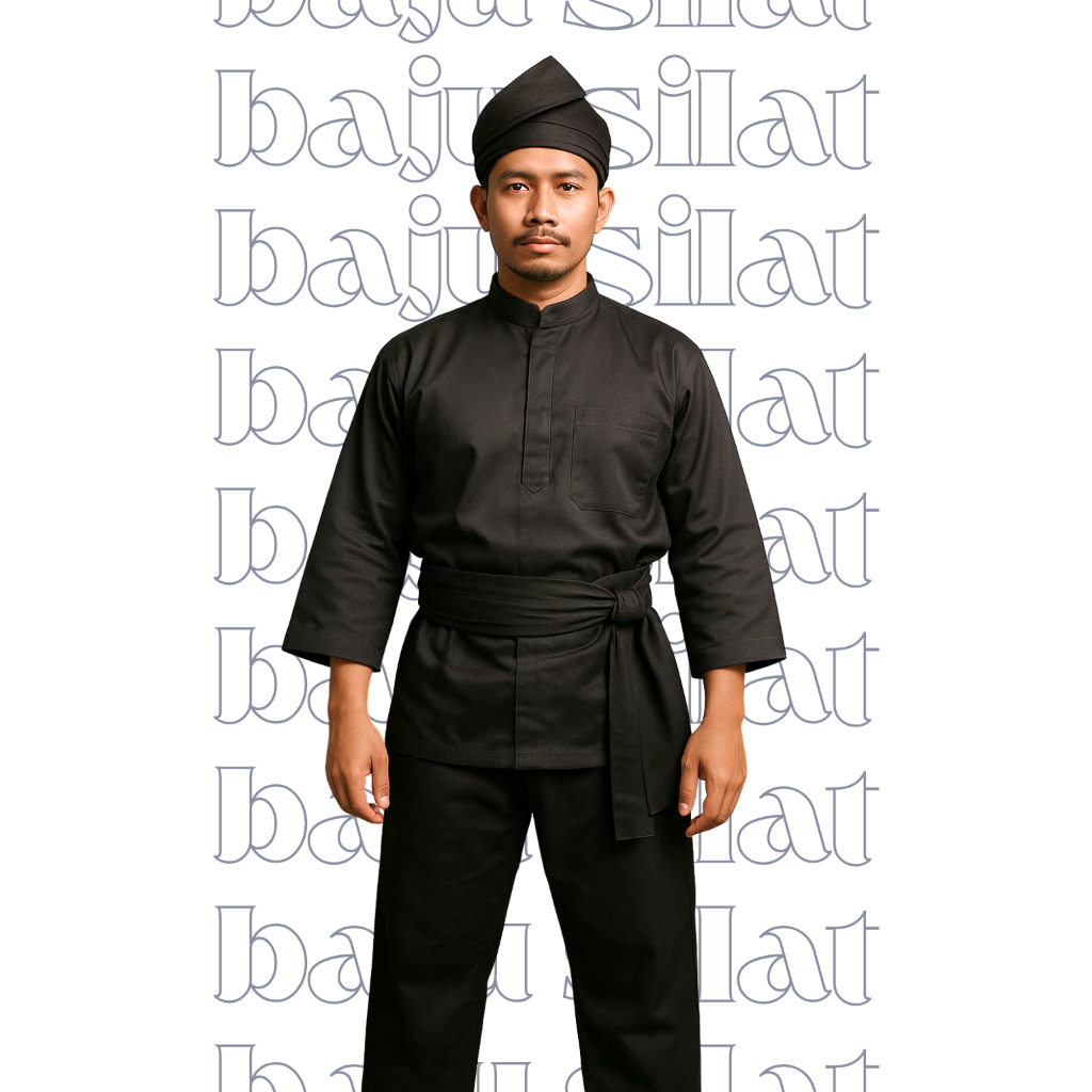 Baju silat tebal set berkualiti silat hitam uniform material arts ...