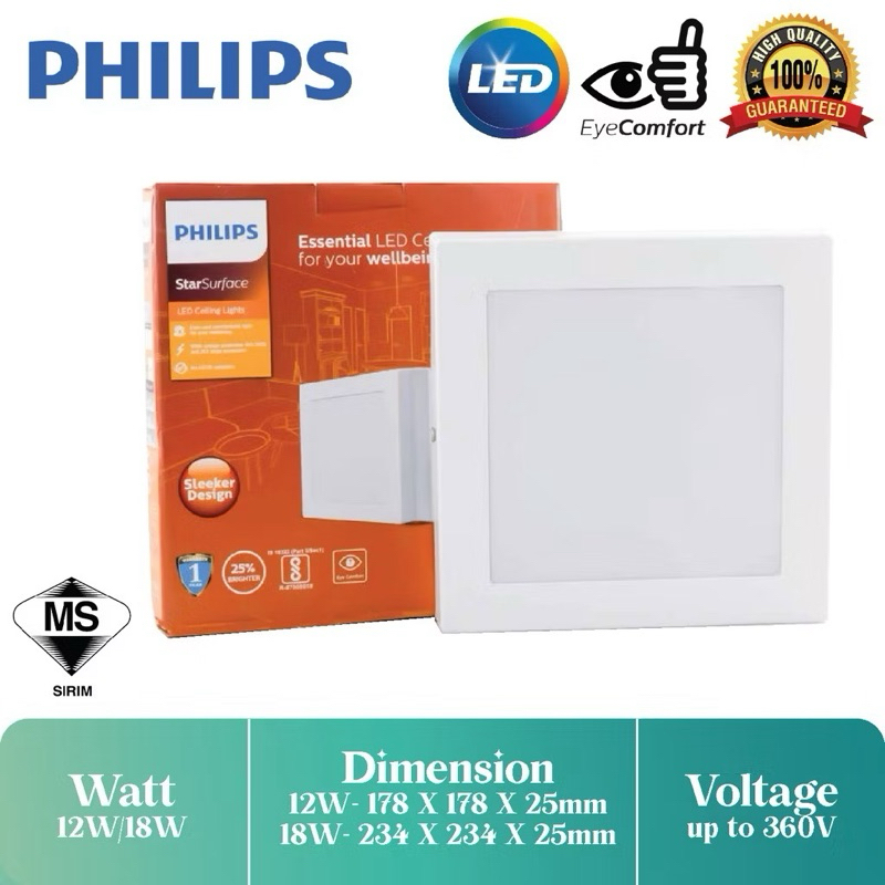 PHILIPS STAR SURFACE 12W/17W/18W/24W SQ (30K/40K/65K) | Shopee Malaysia