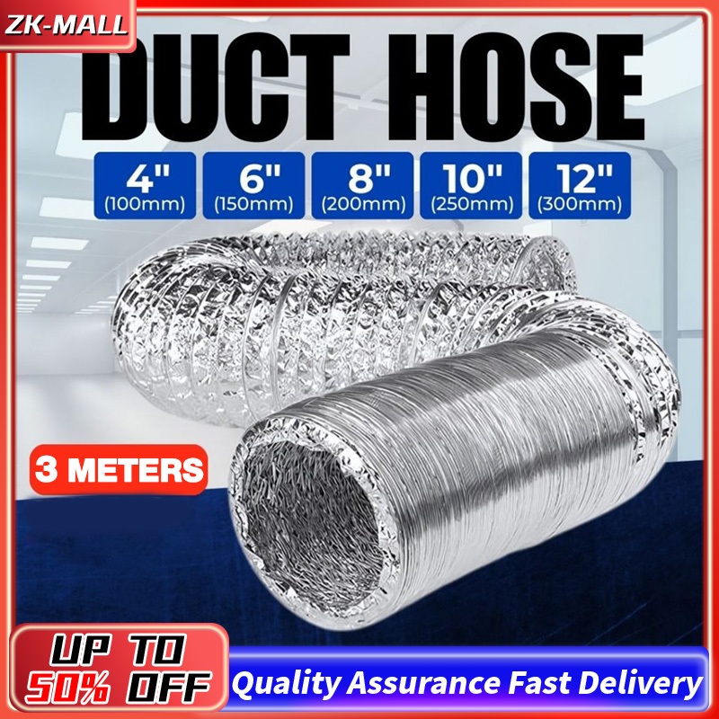 ALUMINIUM COOKER HOOD EXHAUST FLEXIBLE DUCTING HOSE (4"/ 6''/ 8"/10"/12 ...