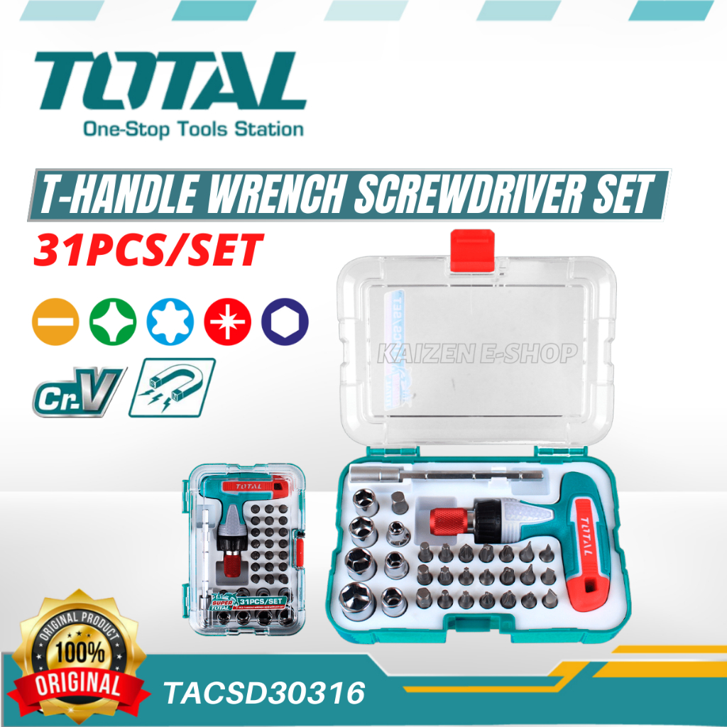 TOTAL TACSD30316 31 Pcs T-Handle Wrench Screwdriver Set | Shopee Malaysia
