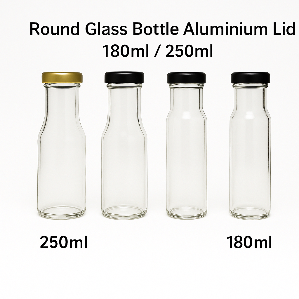 Round Glass Bottle / Juice Bottle / Sauce Bottle / Botol Kaca ...