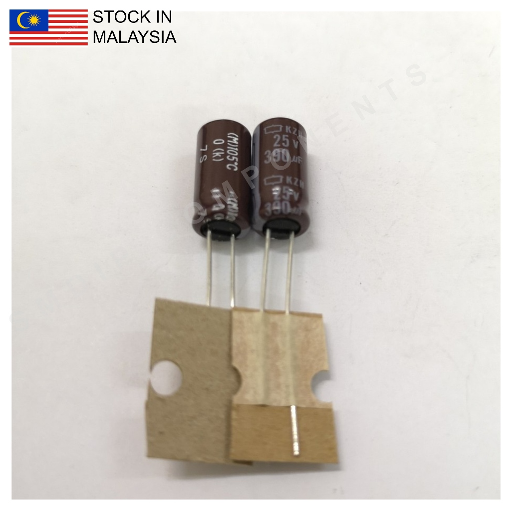 5PCS Japanese-Grade 390uF 25V 105°C, Radial Capacitor, 8mm x 15mm ...